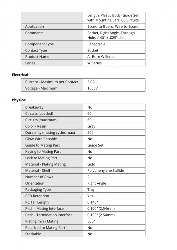 Technical document page 2 for WTB60SOR9SY-D54