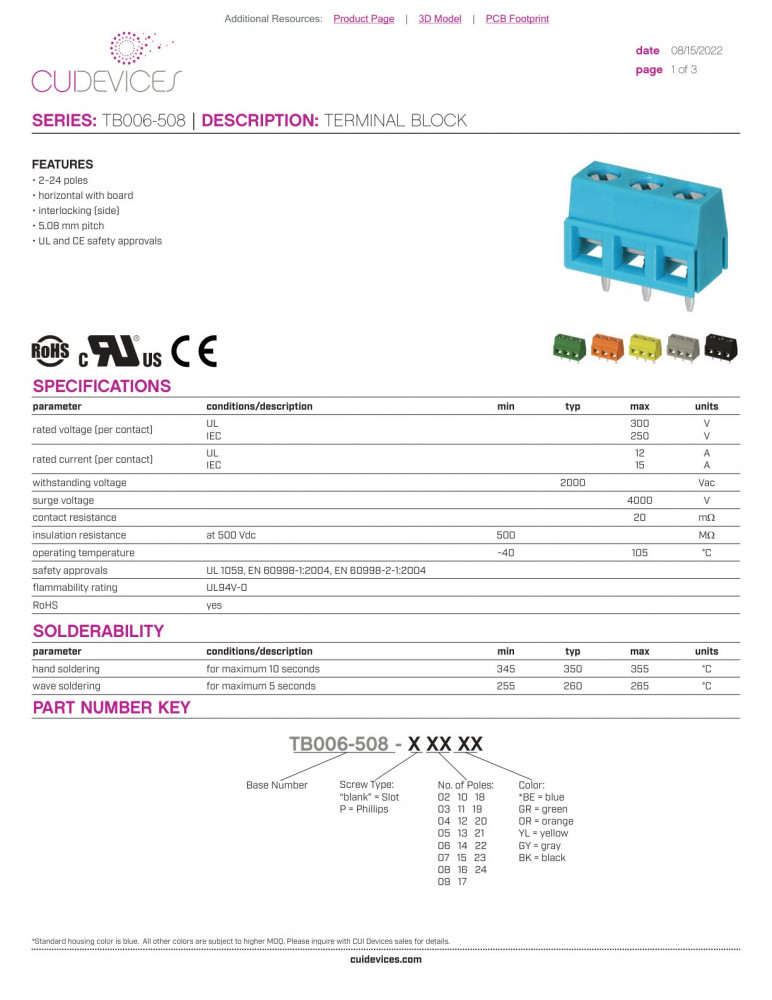 TB006-508 datasheet page 1