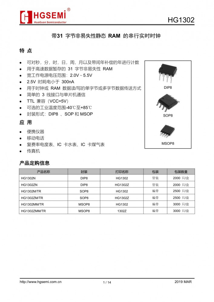HG1302 datasheet page 1