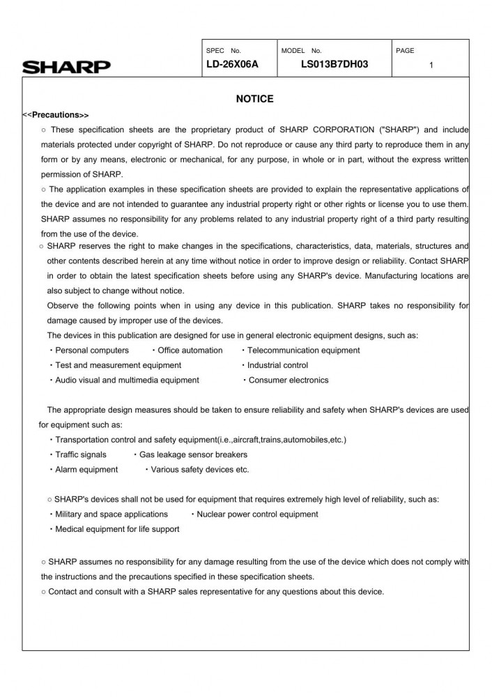 LS013B7DH03 specification page 3