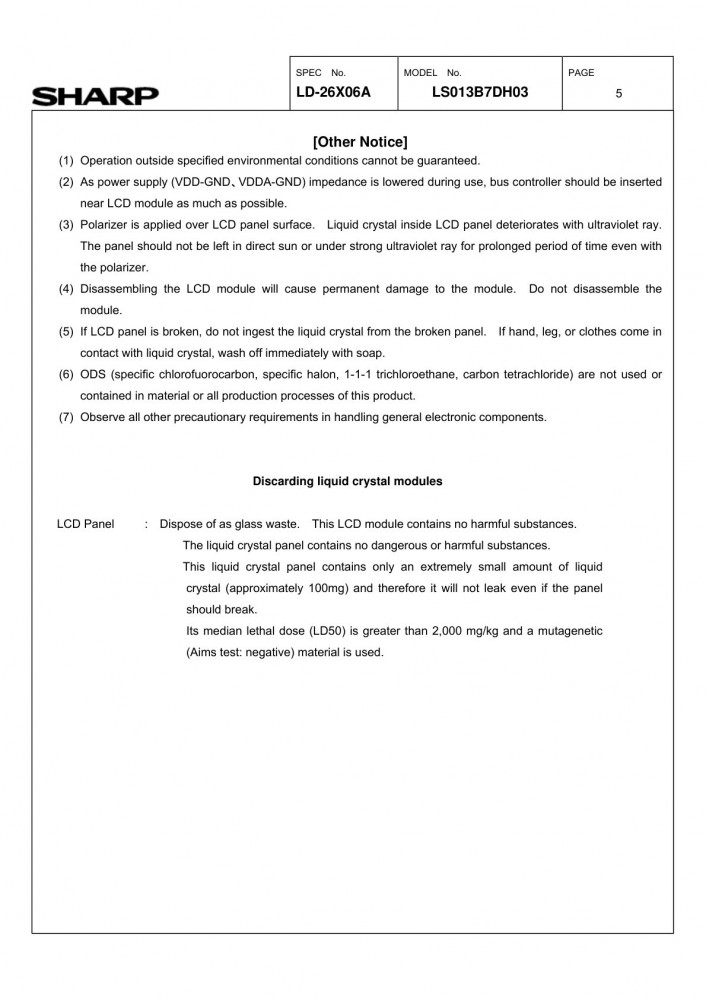 LS013B7DH03 specification page 7