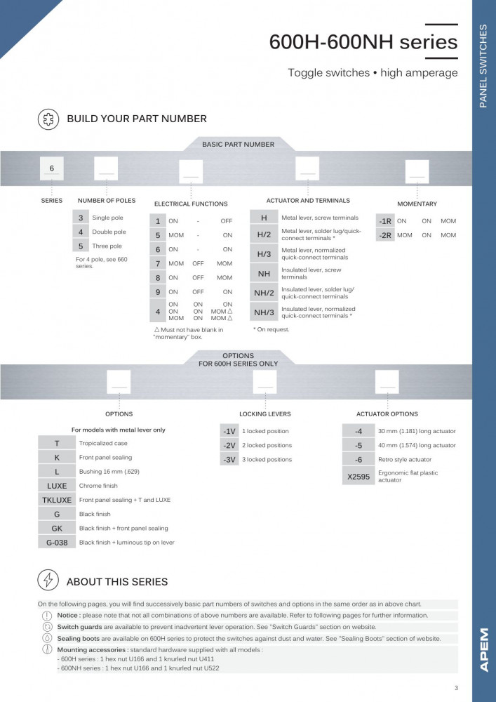 APEM 600H series datasheet page 3