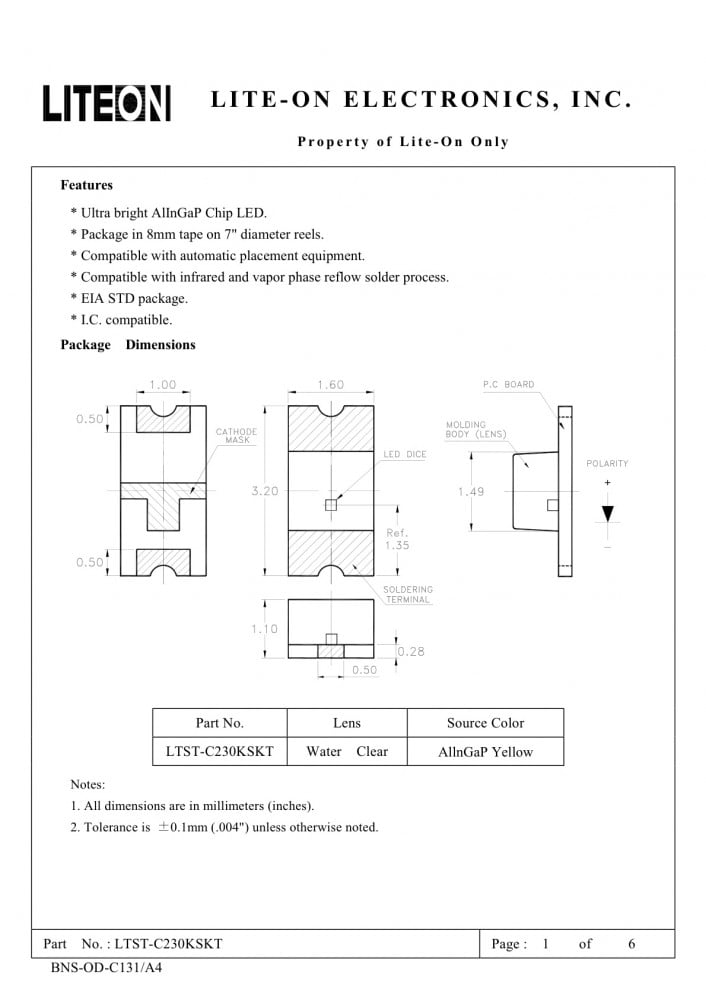 LTST-C230KSKT datasheet page 1