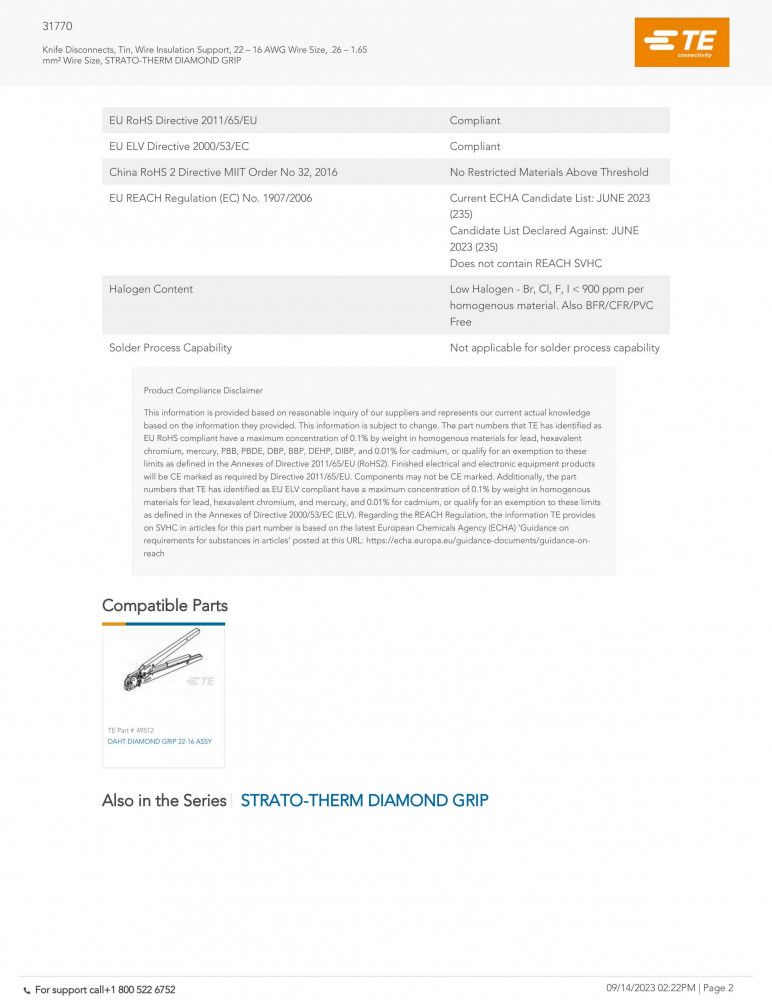 TE Connectivity 31770 technical document page 2