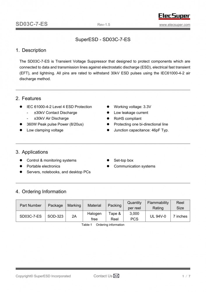 SD03C-7-ES datasheet page 1