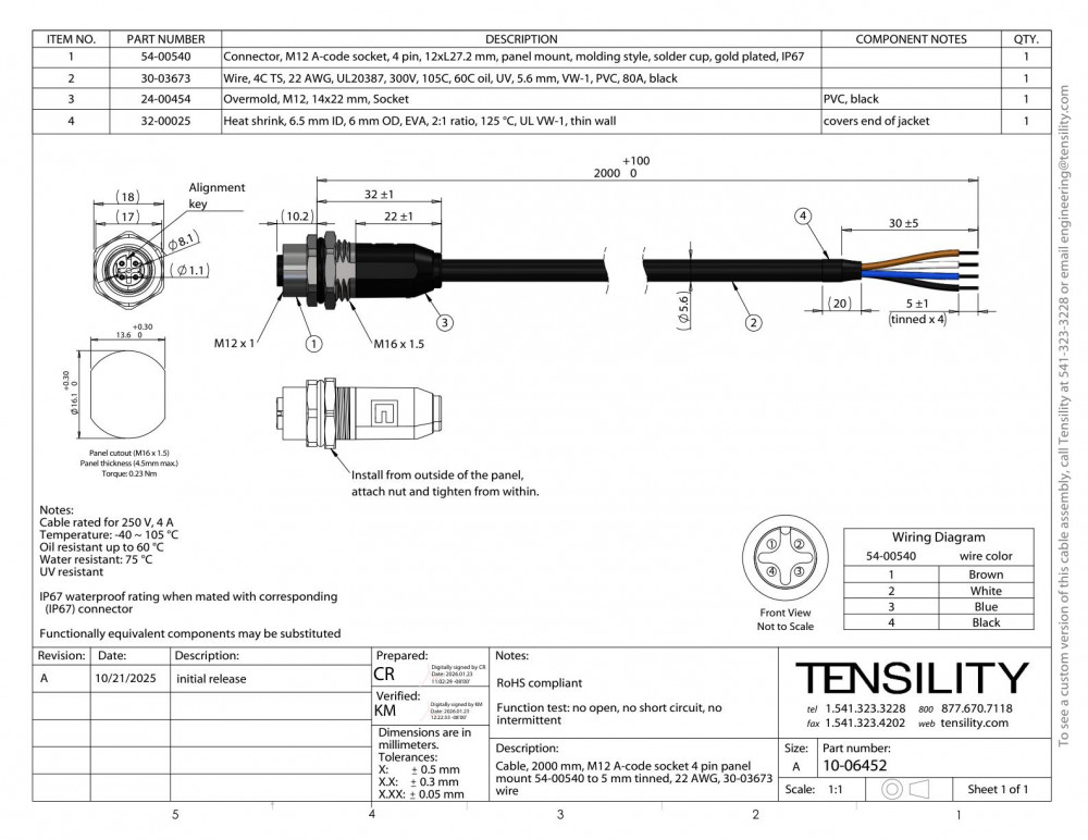 Tensility International 10-06452 product drawing