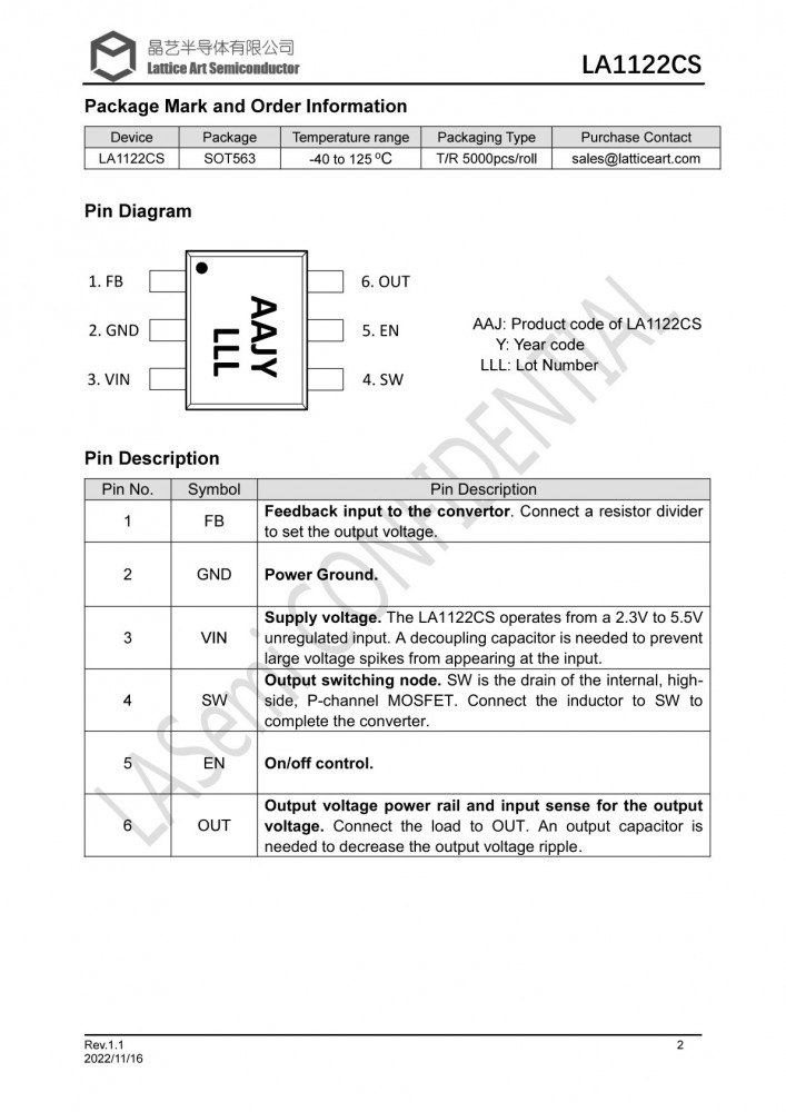 LA1122CS technical document preview