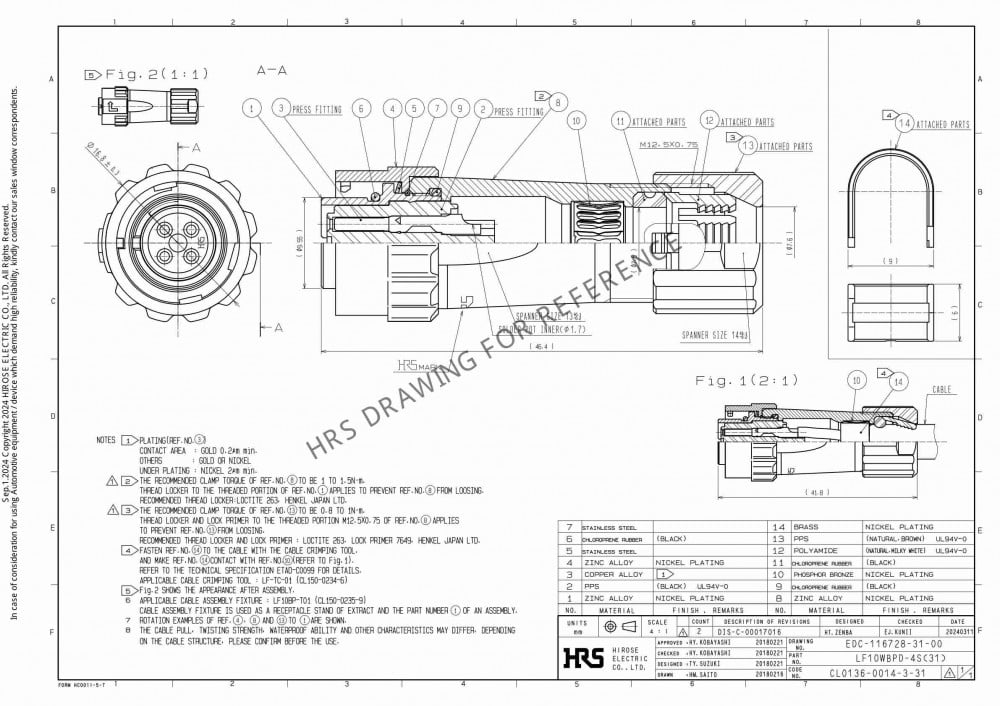 HRS LF10WBPD-4S(31) technical drawing