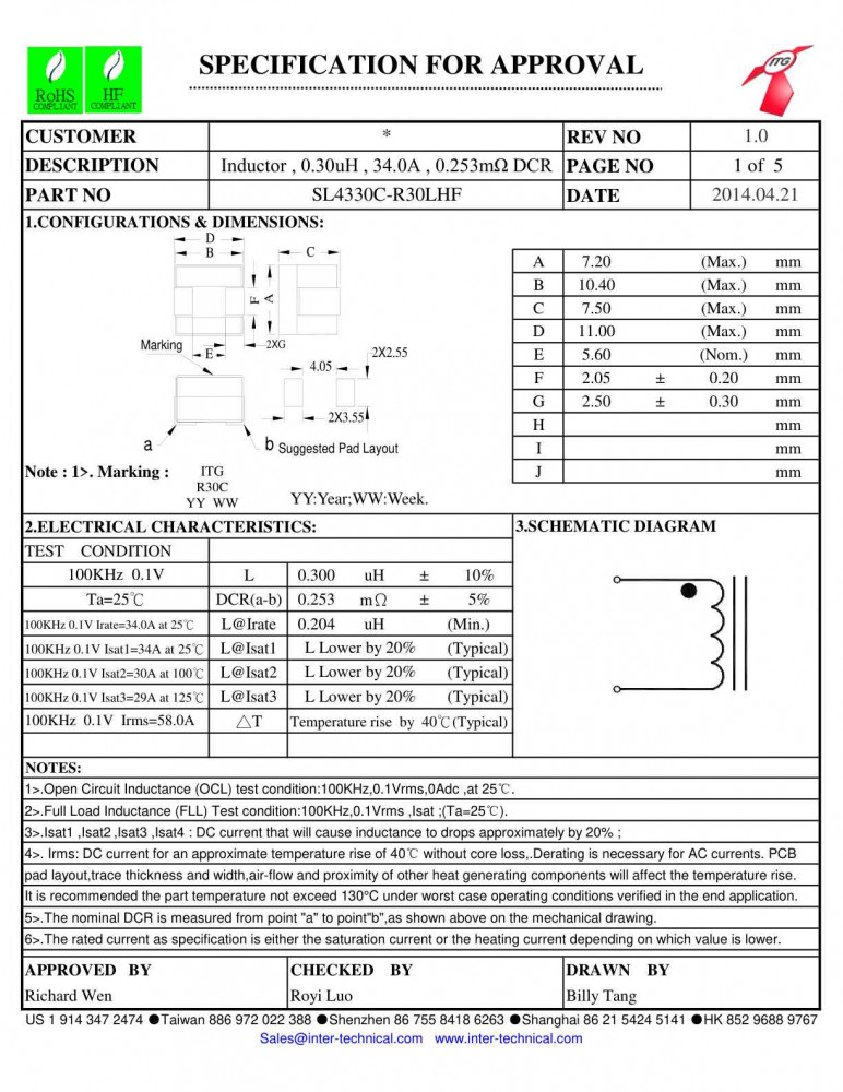 SL4330C datasheet page 1