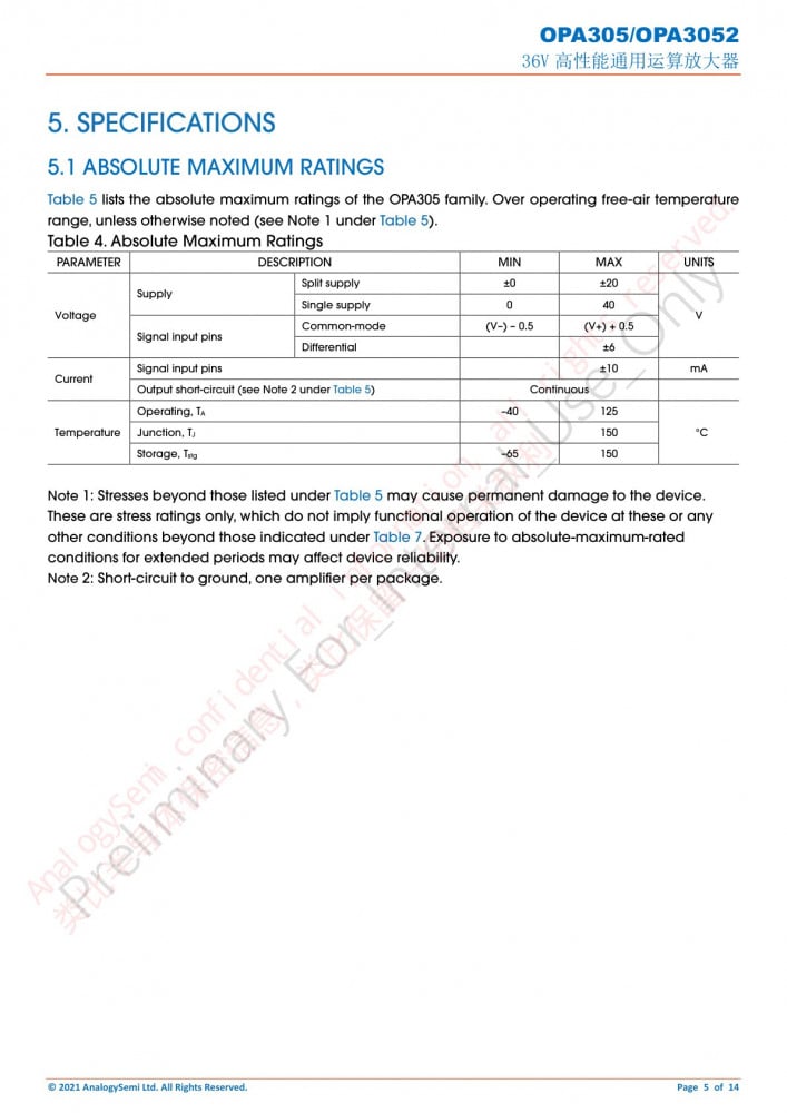 OPA305 datasheet page 5