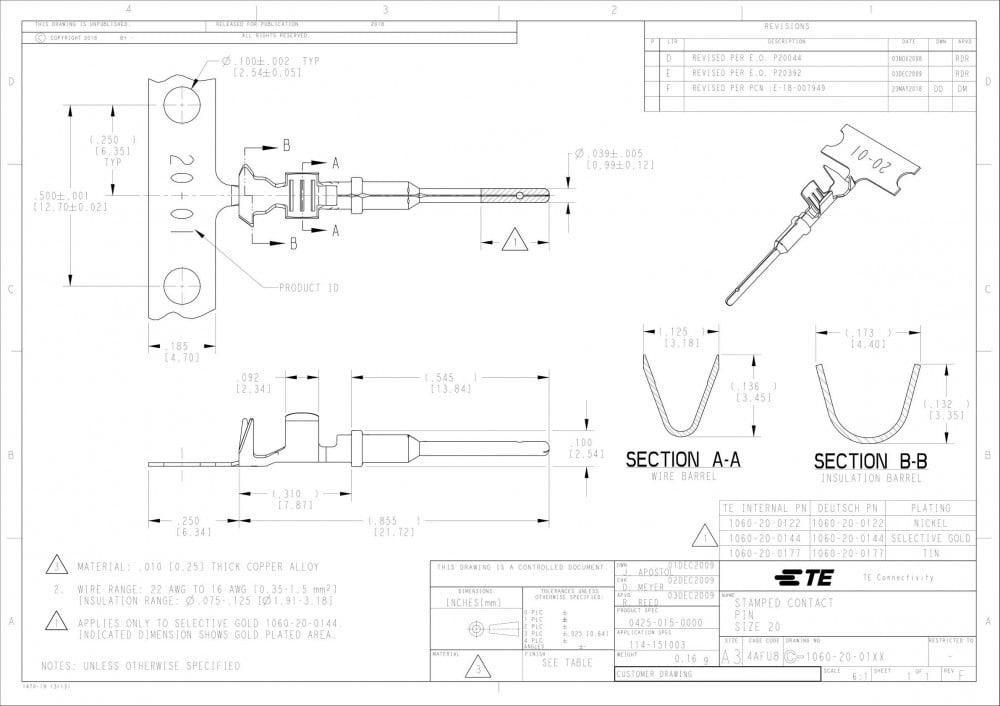 TE Connectivity 1060-20-0122 technical drawing preview