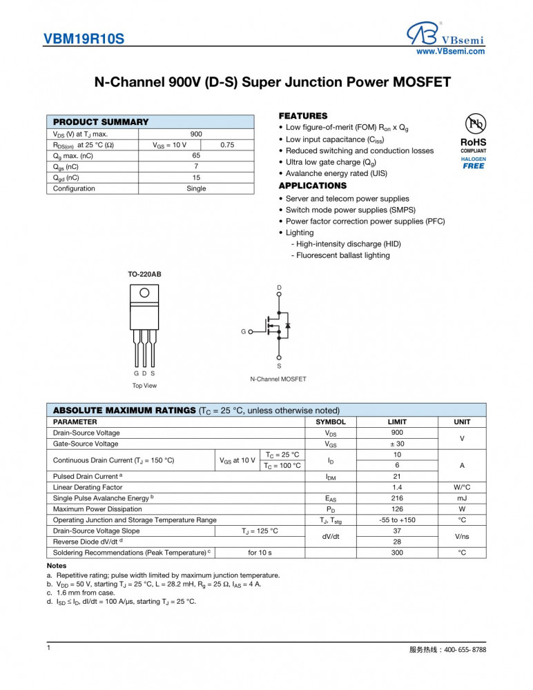 VBM19R10S datasheet page 1