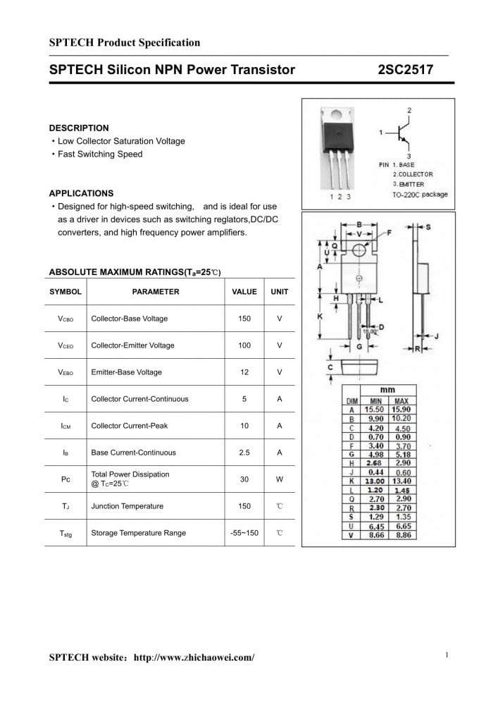 2SC2517 datasheet page 1