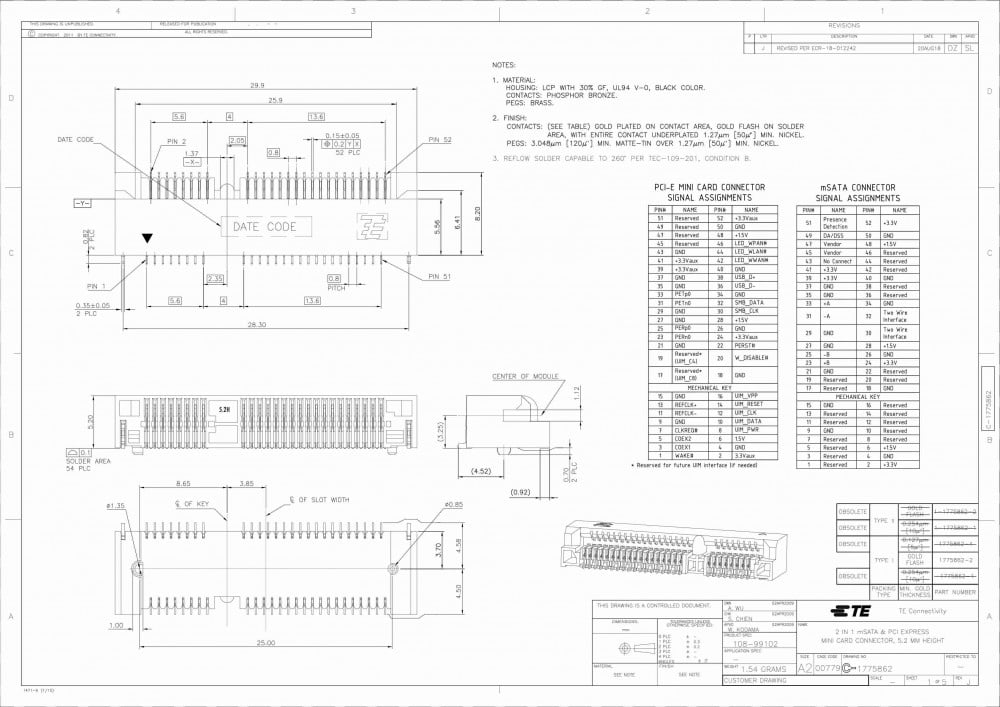 TE Connectivity 1775862 drawing sheet 1