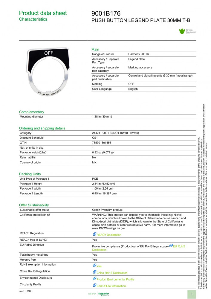 9001B176 technical document page 1