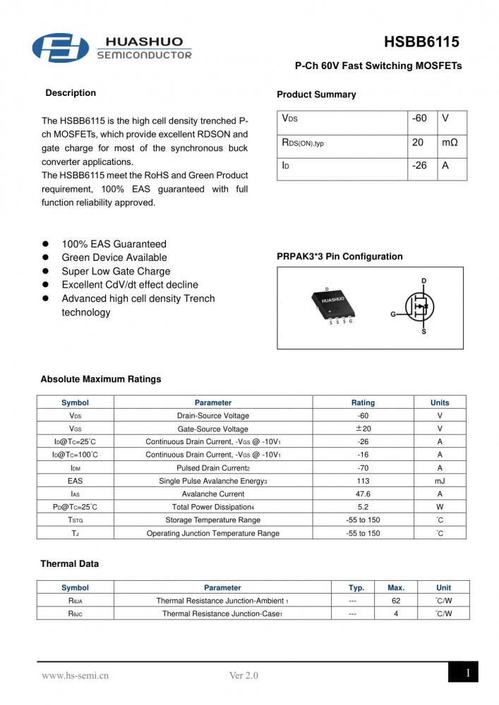 HSBB6115 datasheet page 1