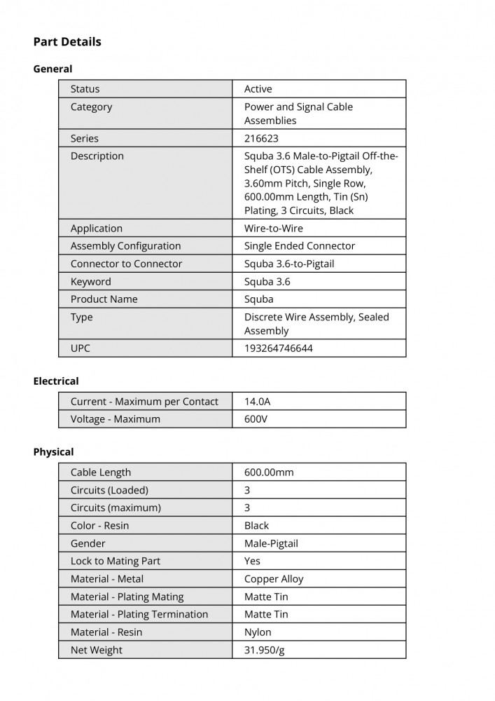 Technical document page 2 for MOLEX 2166231033
