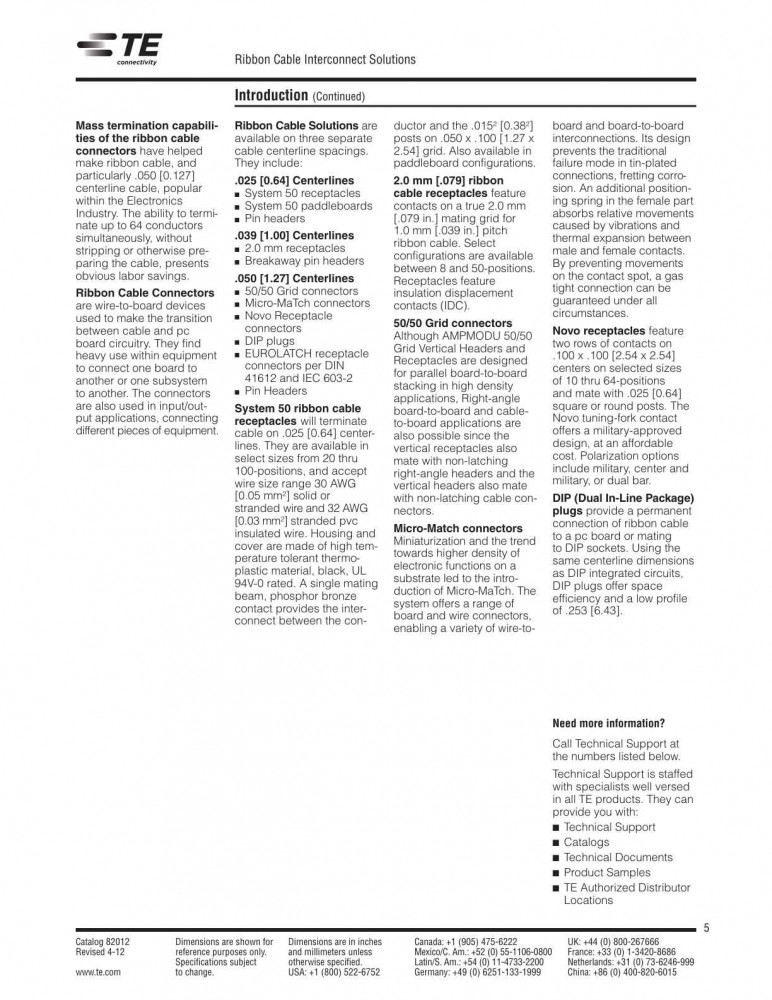 TE ribbon cable catalog page 5