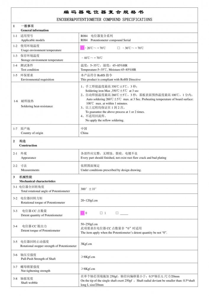 CTR R084 specification page 1