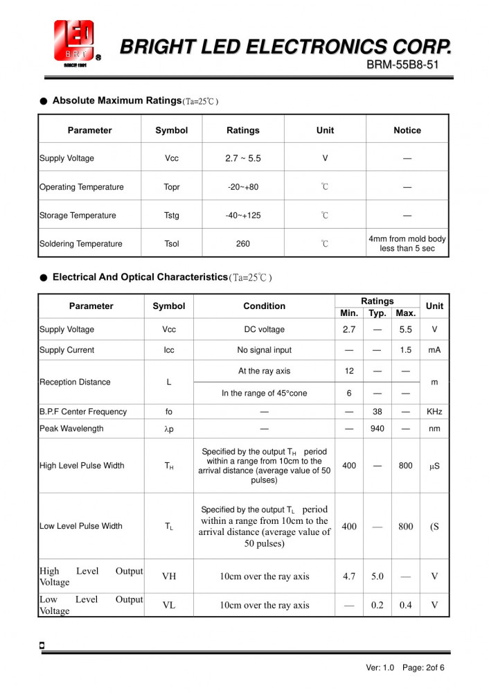 BRM-55B8-51 datasheet page 2