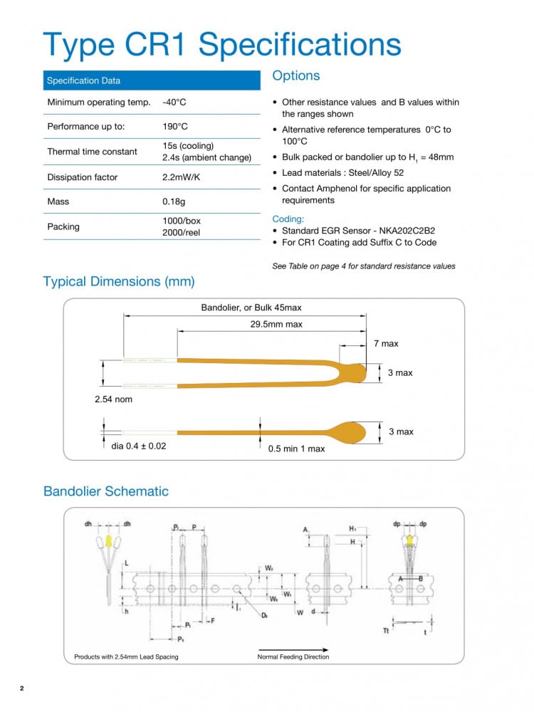 Amphenol CR1 thermistor documentation page 2