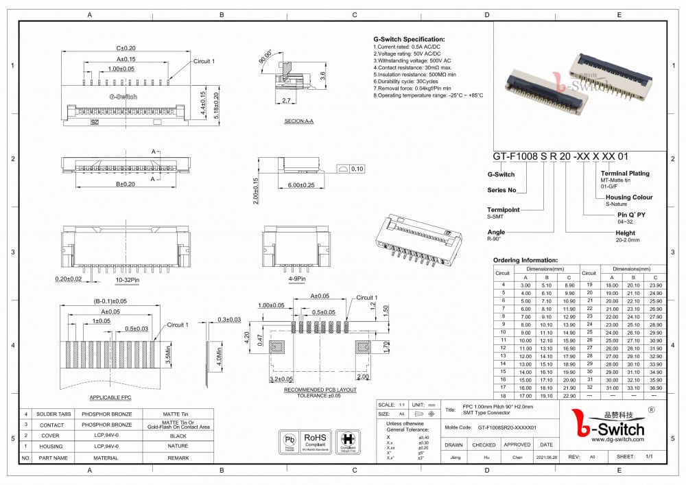 GT-F1008SR20-26SMT01 technical document page