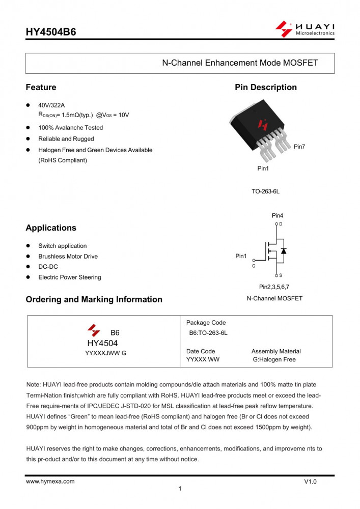 HY4504B6 datasheet page 1