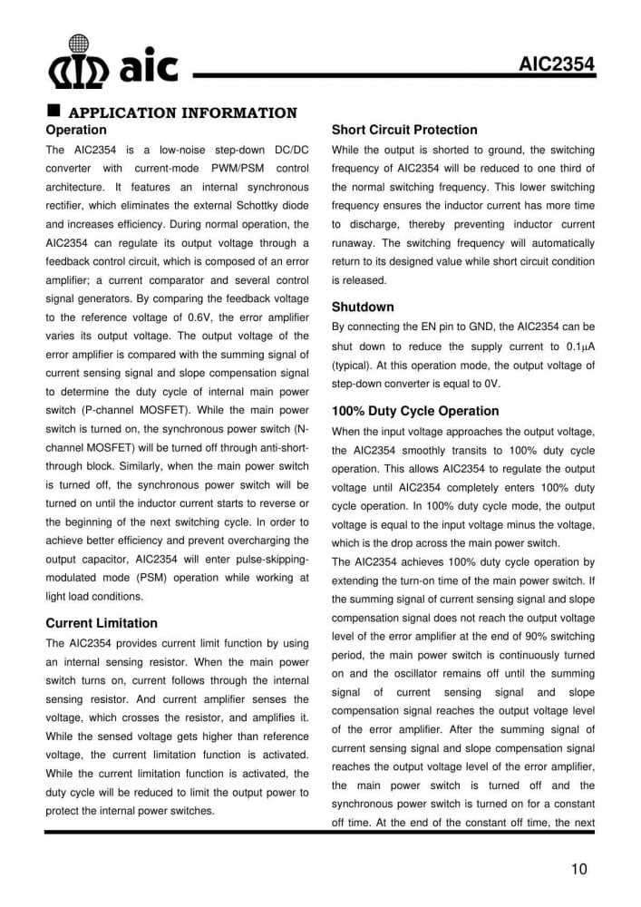 AIC2354 datasheet page 10
