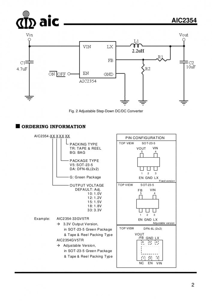 AIC2354 datasheet page 2