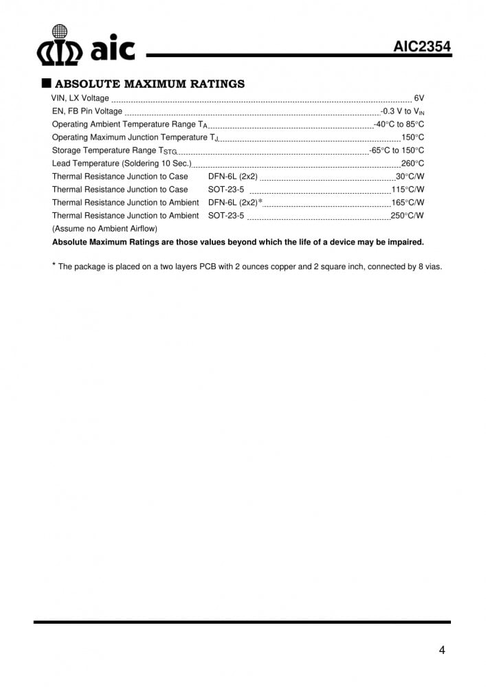 AIC2354 datasheet page 4