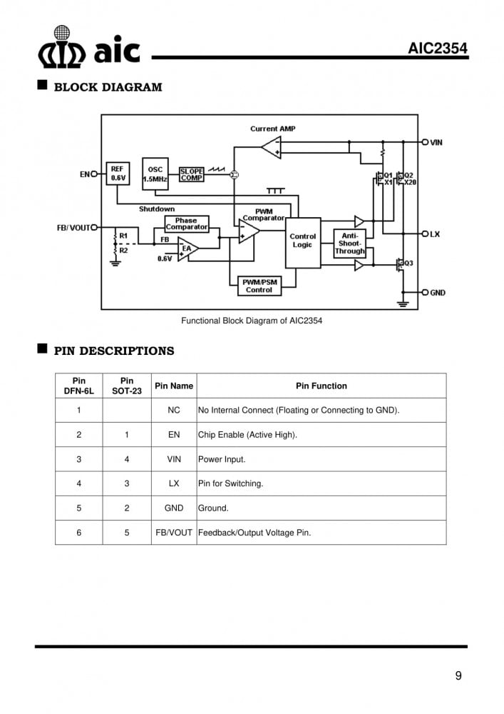 AIC2354 datasheet page 9