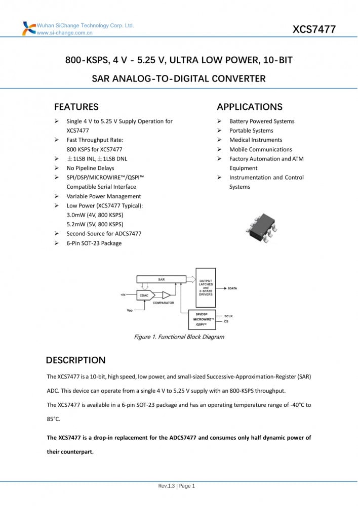 XCS7477 datasheet page 1