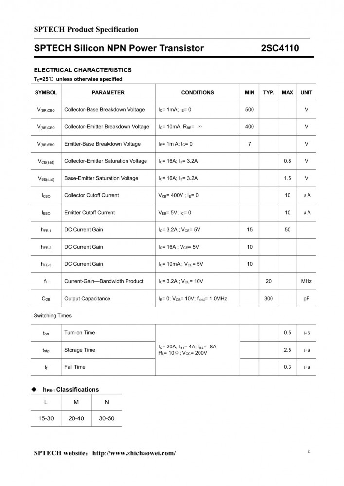 2SC4110 SPTECH datasheet page 2
