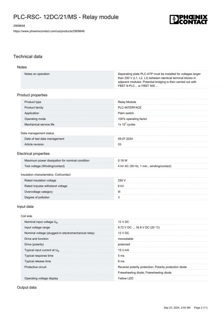 Phoenix Contact 2909648 documentation page 2