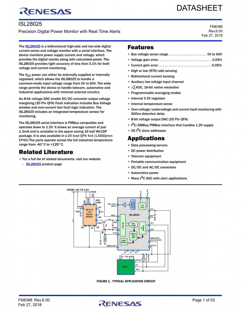 ISL28025 datasheet page 1