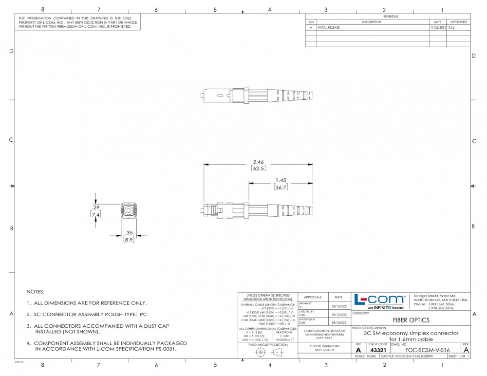 FOC-SCSM-V-S16 L-com technical drawing