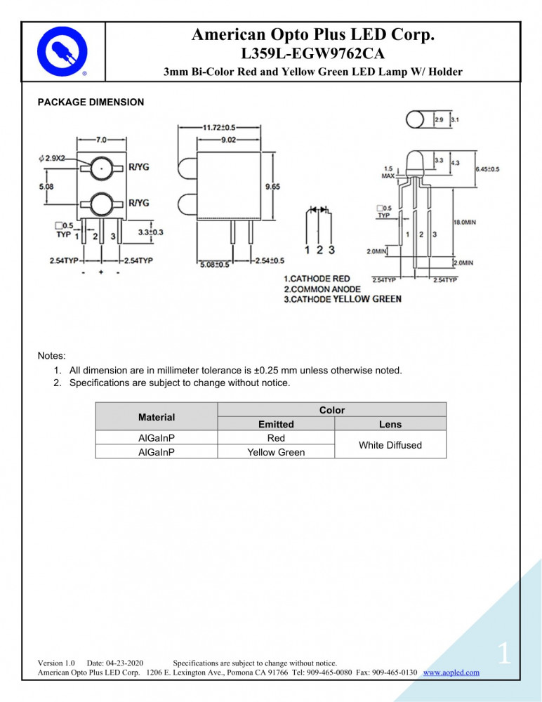 L359L-EGW9762CA datasheet page 1