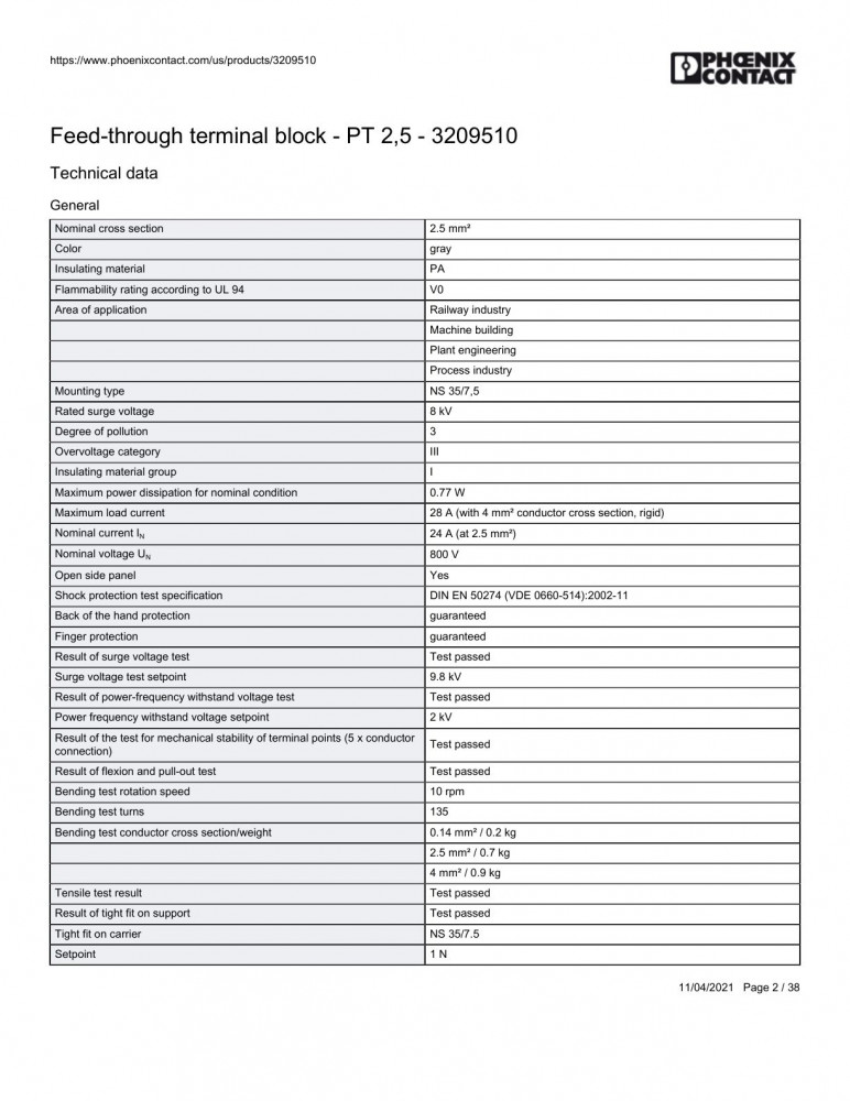 PT 2,5 technical document page 2