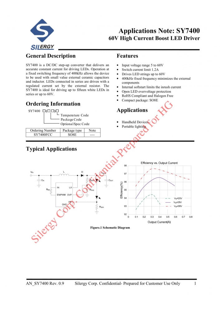 SY7400FCC datasheet page 1