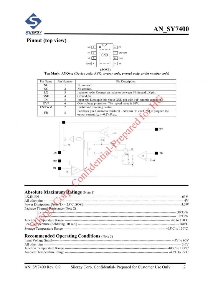 SY7400FCC datasheet page 2
