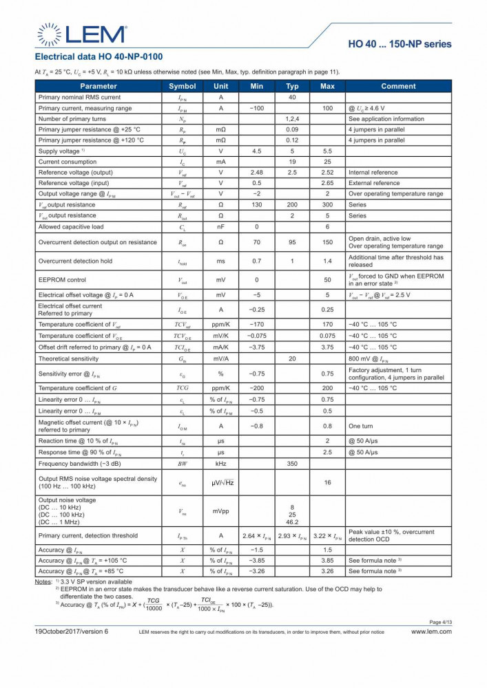LEM HO-NP datasheet page 4
