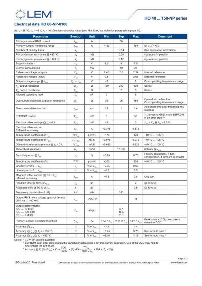 LEM HO-NP datasheet page 5
