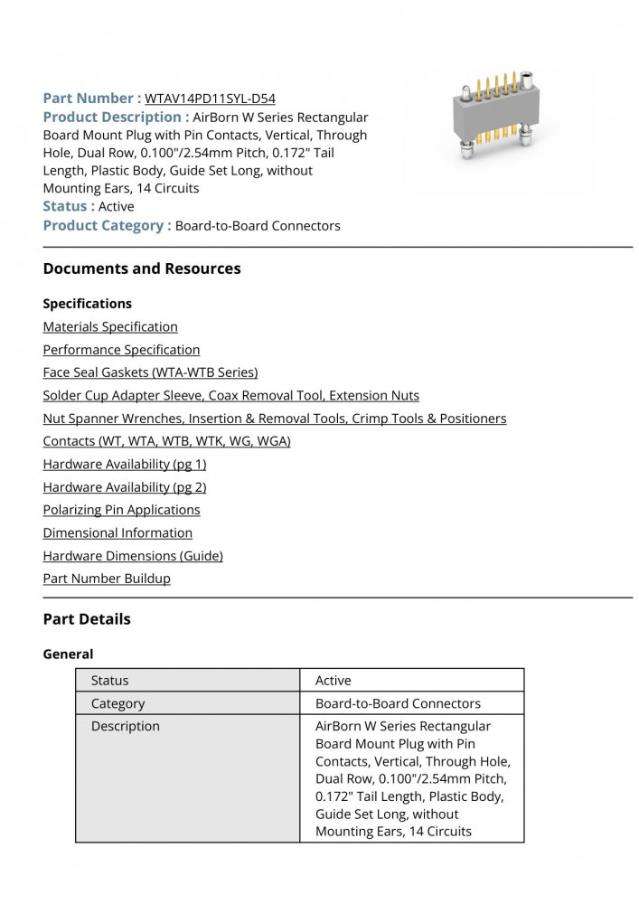 WTAV14PD11SYL-D54 technical document page 1