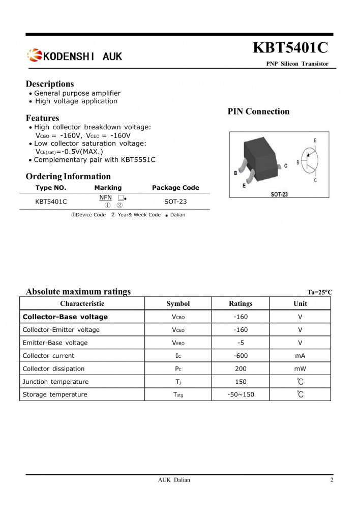 KBT5401C datasheet page 2