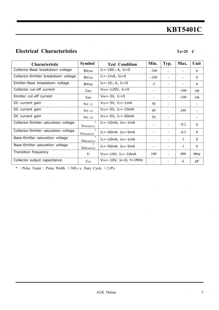 KBT5401C datasheet page 3