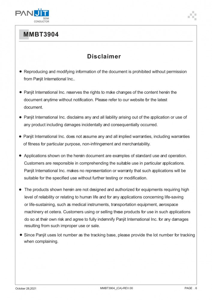 PANJIT MMBT3904 datasheet page 6