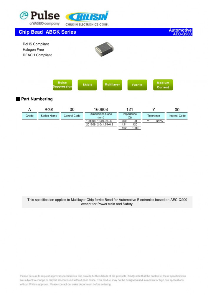 Chilisin ABGK series datasheet page 1