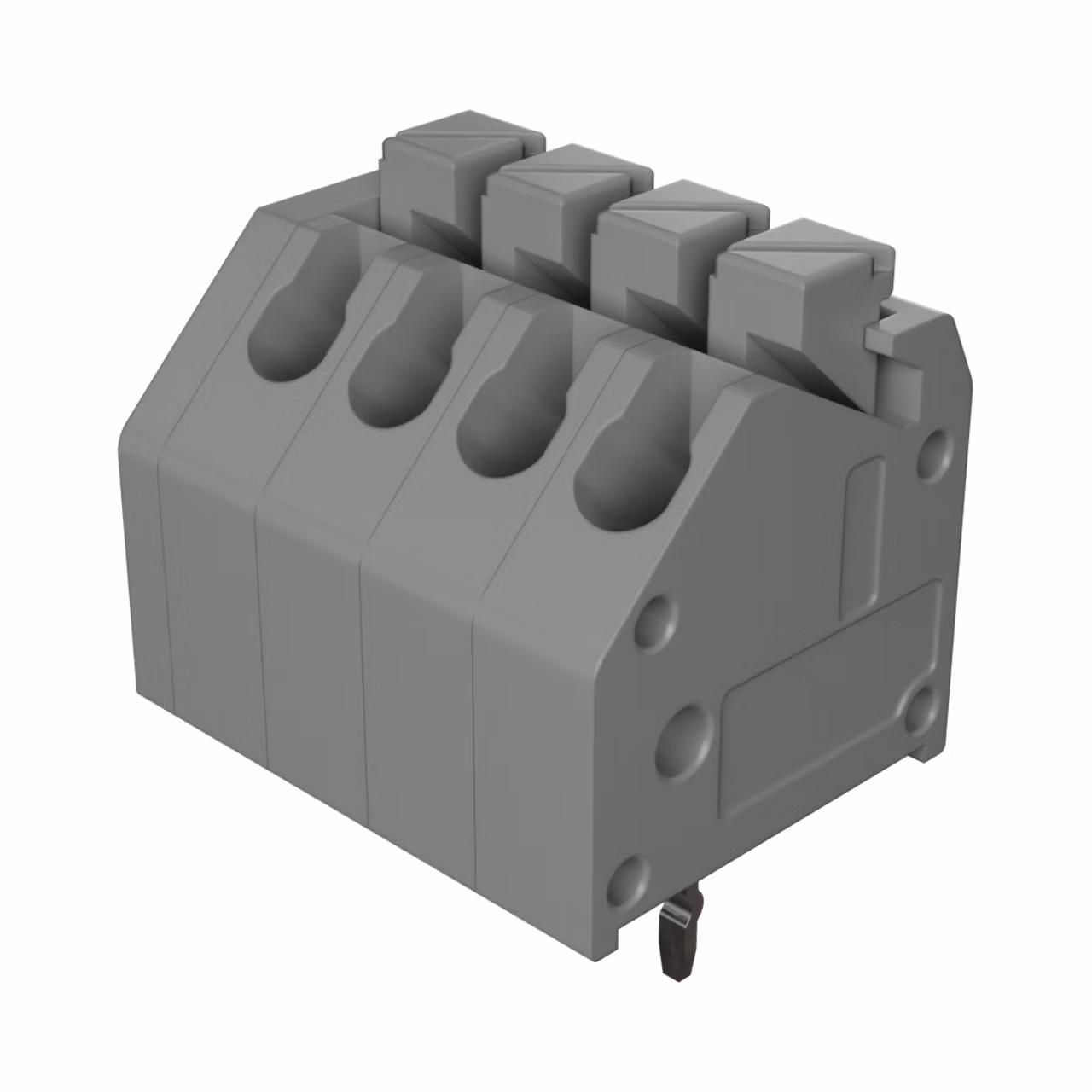 3.50mm Pitch, Eurostyle Fixed-Mount Push-Button Terminal Block, 45° Modular, 5A, 20-16 AWG, Light Gray, 4 Circuits for sale
