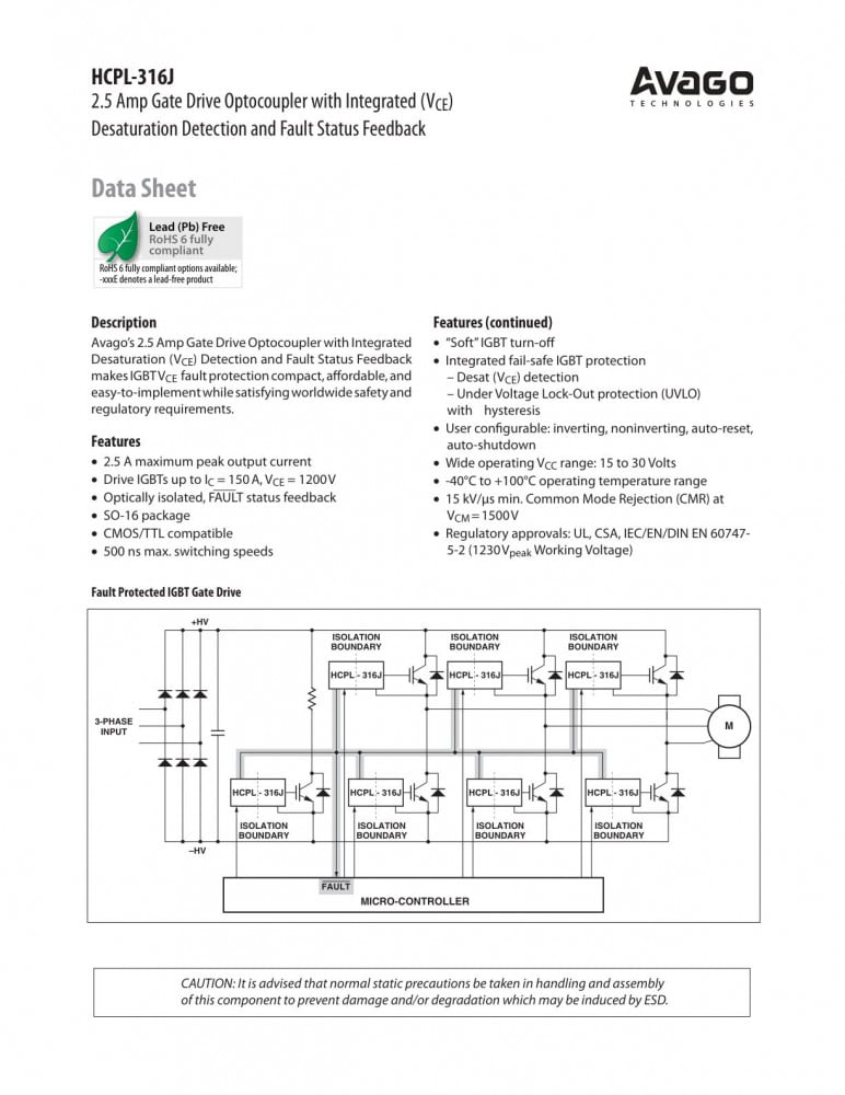 HCPL-316J-500E datasheet page 1