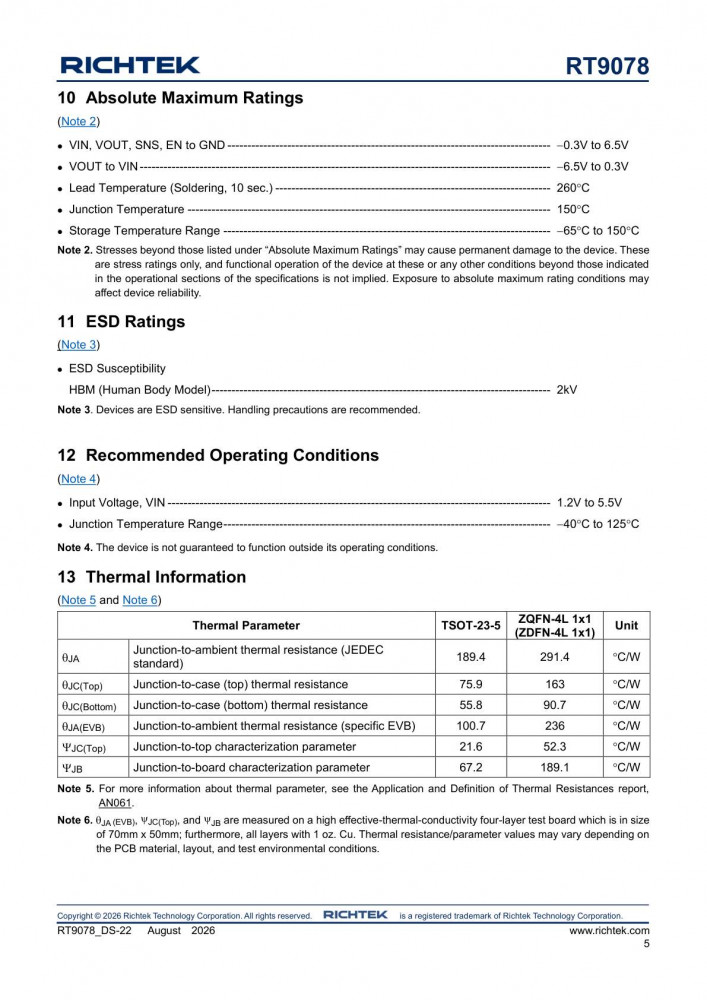 RT9078 datasheet page 5